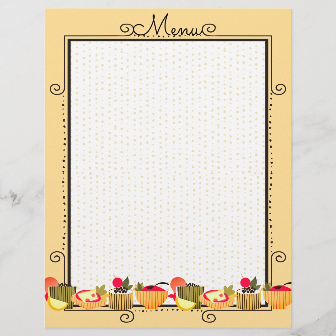 Colorful appetizer dinner menu catering letterhead | Zazzle