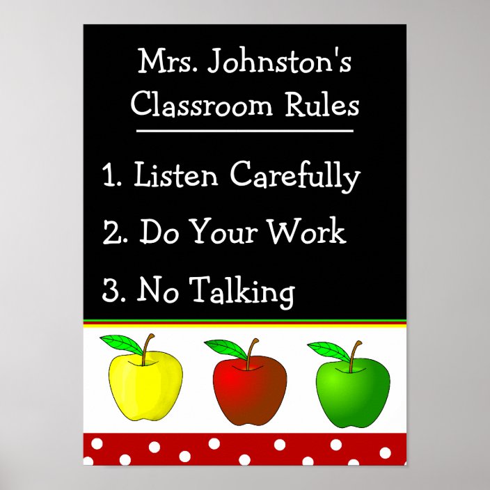 Colorful Apples School Classroom Rules Poster | Zazzle.com