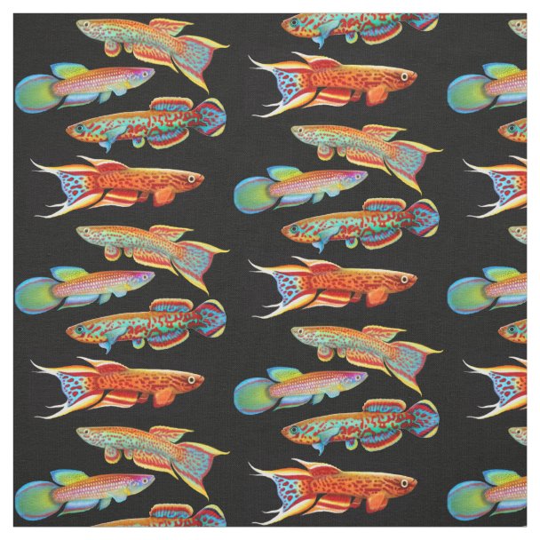 Colorful Tropical Aquarium Fish Fabric | Zazzle