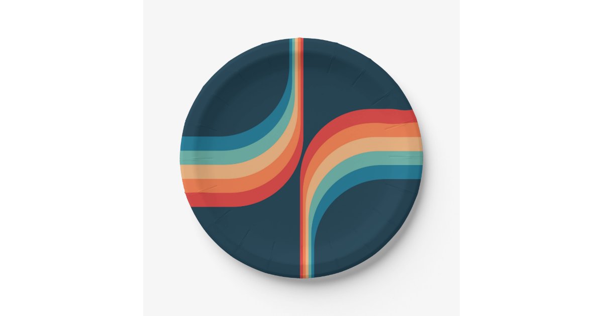 Colorful arches in retro style paper plates | Zazzle