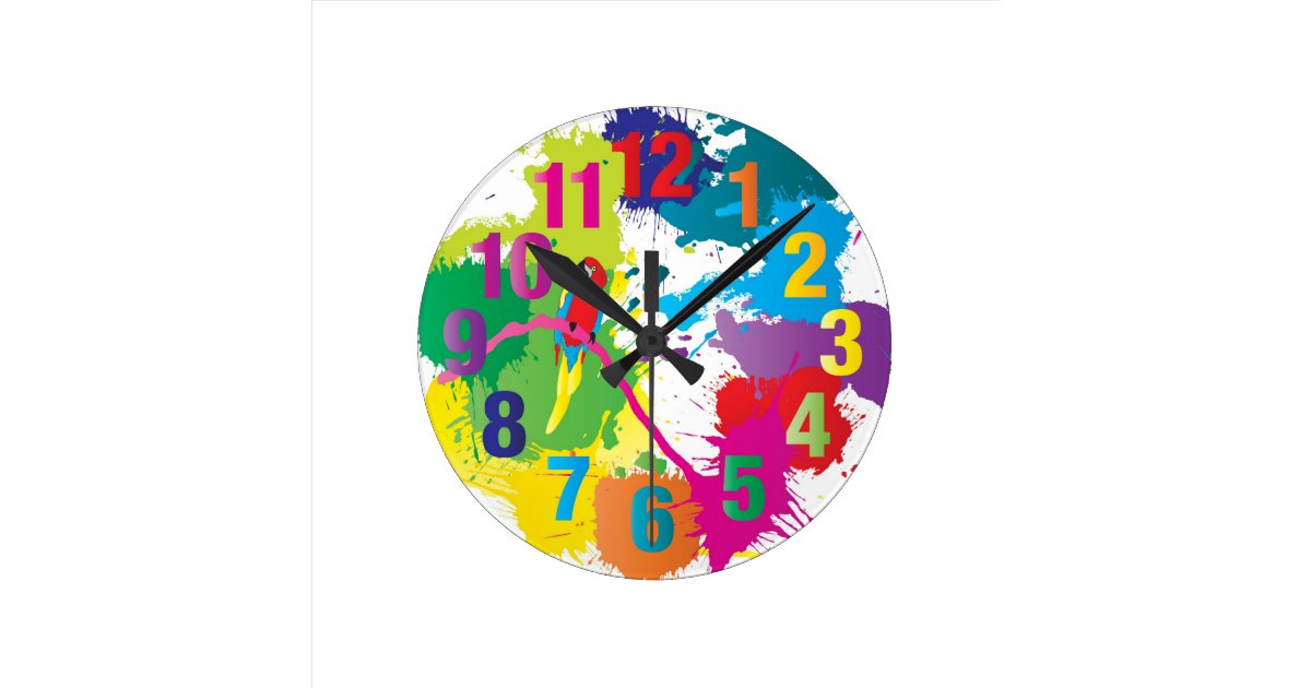 Colorful Art Clock | Zazzle