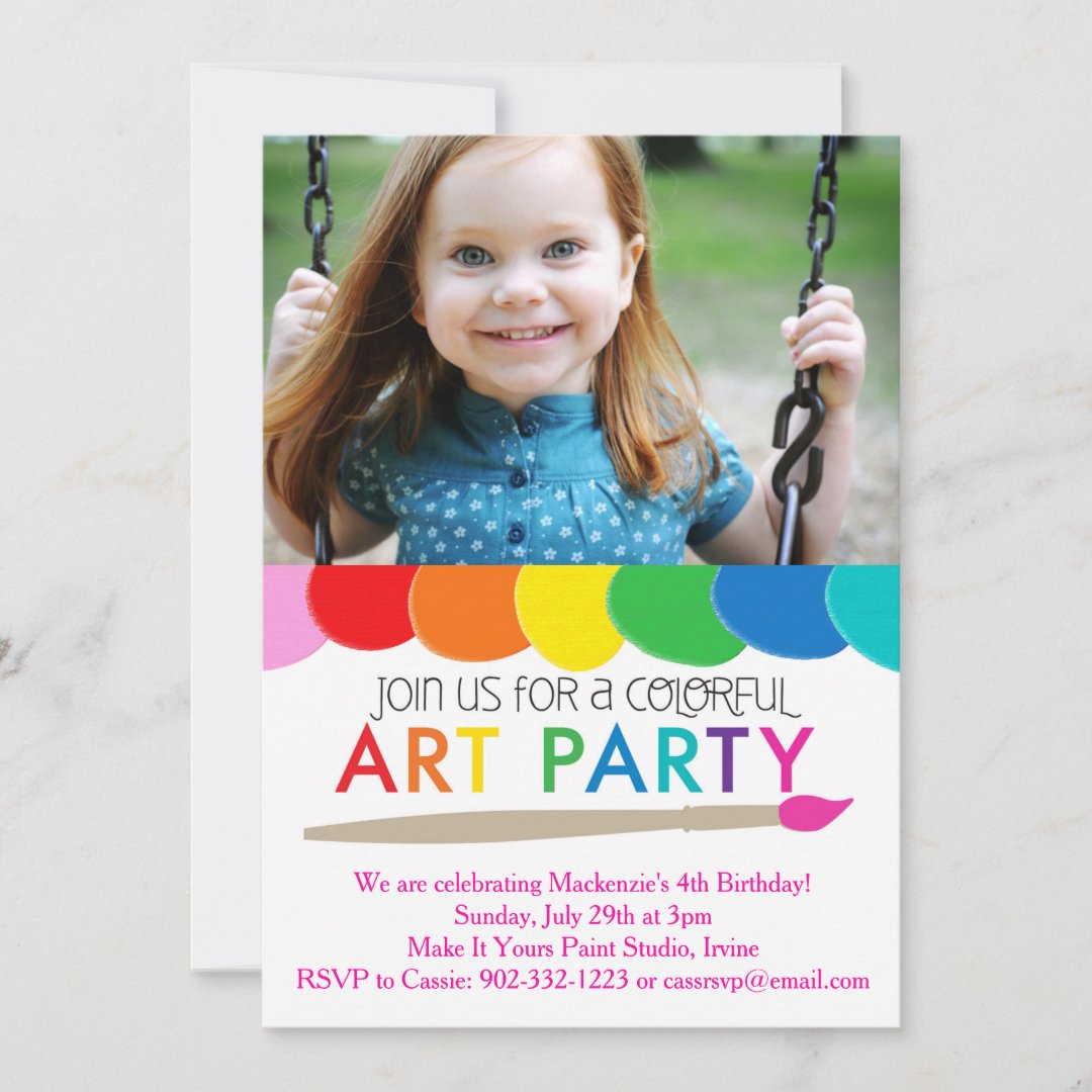 Colorful Art Party Invitation | Zazzle