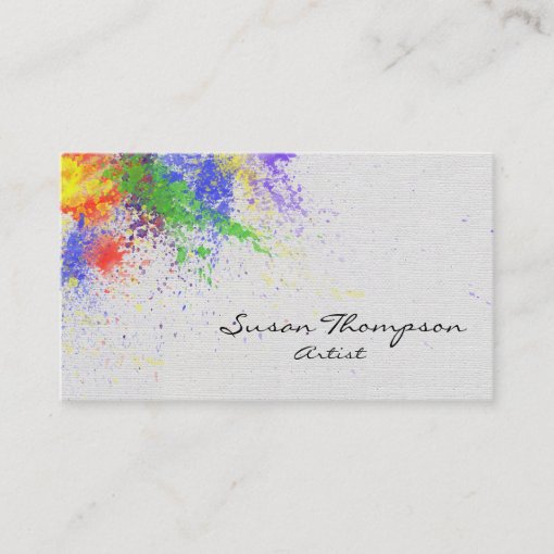 colorful Artist Paint Splatters 2 Business Card | Zazzle