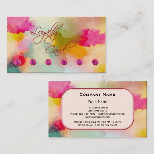 Colorful Artistic Loyalty Punch Card Business Card | Zazzle
