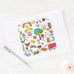 Colorful Assorted Children's Drawing Sticker Seal | Zazzle