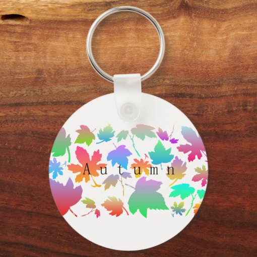 Colorful autumn leaves keychain | Zazzle