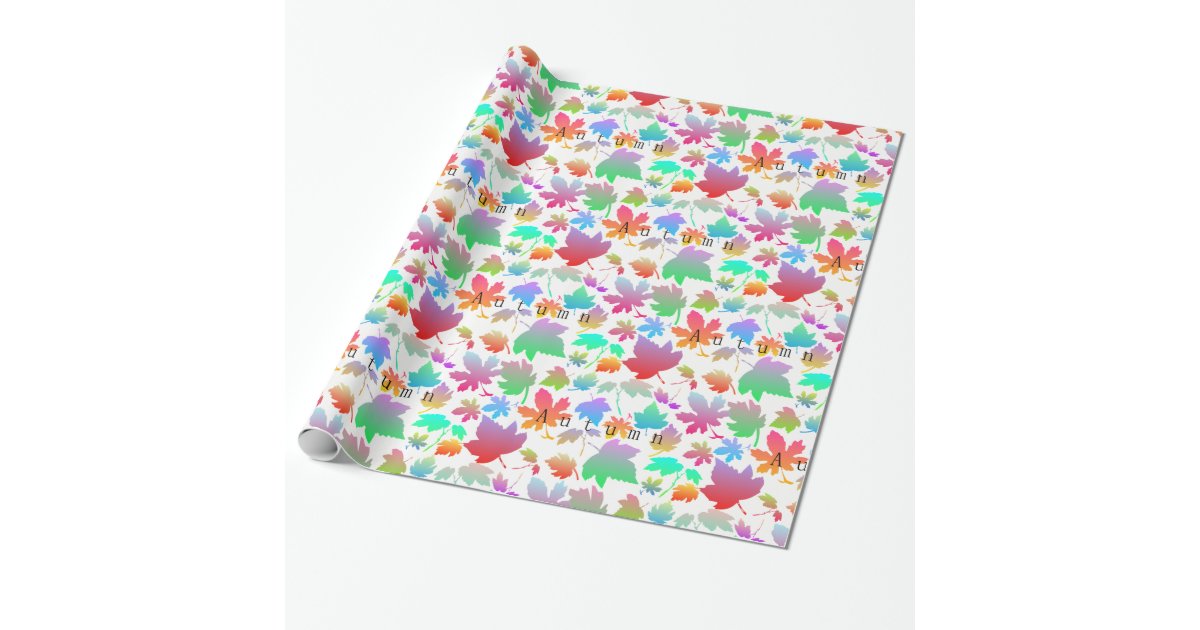 Colorful autumn leaves wrapping paper | Zazzle
