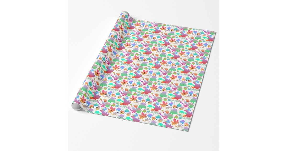 Colorful autumn leaves wrapping paper | Zazzle