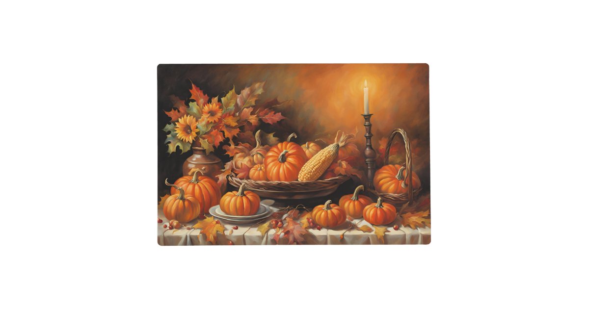 Colorful Autumn Pumpkins Placemat | Zazzle