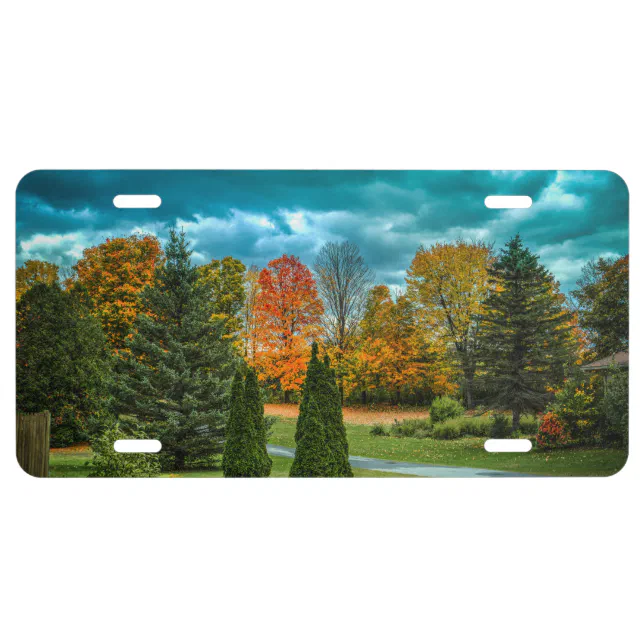 Colorful Autumn Scenic Photo License Plate | Zazzle