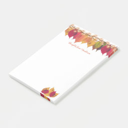 Colorful Autumn Seasonal Leaves Firefly Lights Post-it Notes | Zazzle