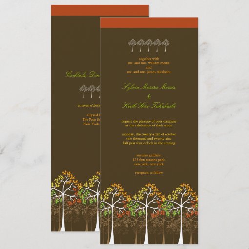 Colorful Autumn Trees Woodland Fall Wedding Invite | Zazzle
