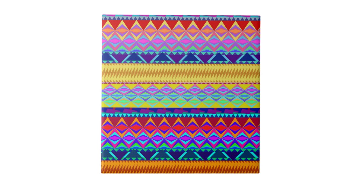 Colorful Aztec Design Ceramic Tile | Zazzle
