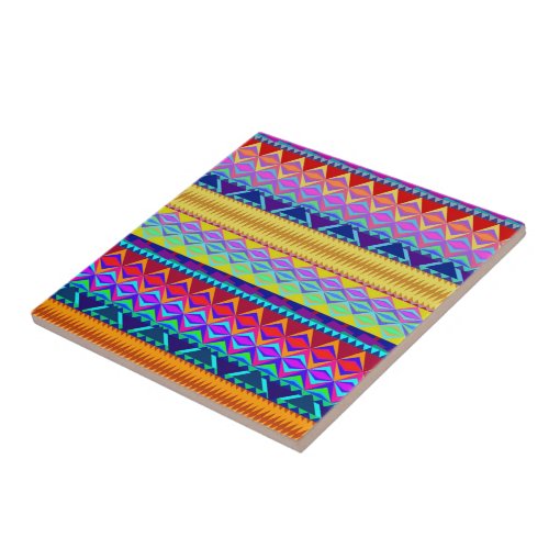 Colorful Aztec Design Ceramic Tile | Zazzle
