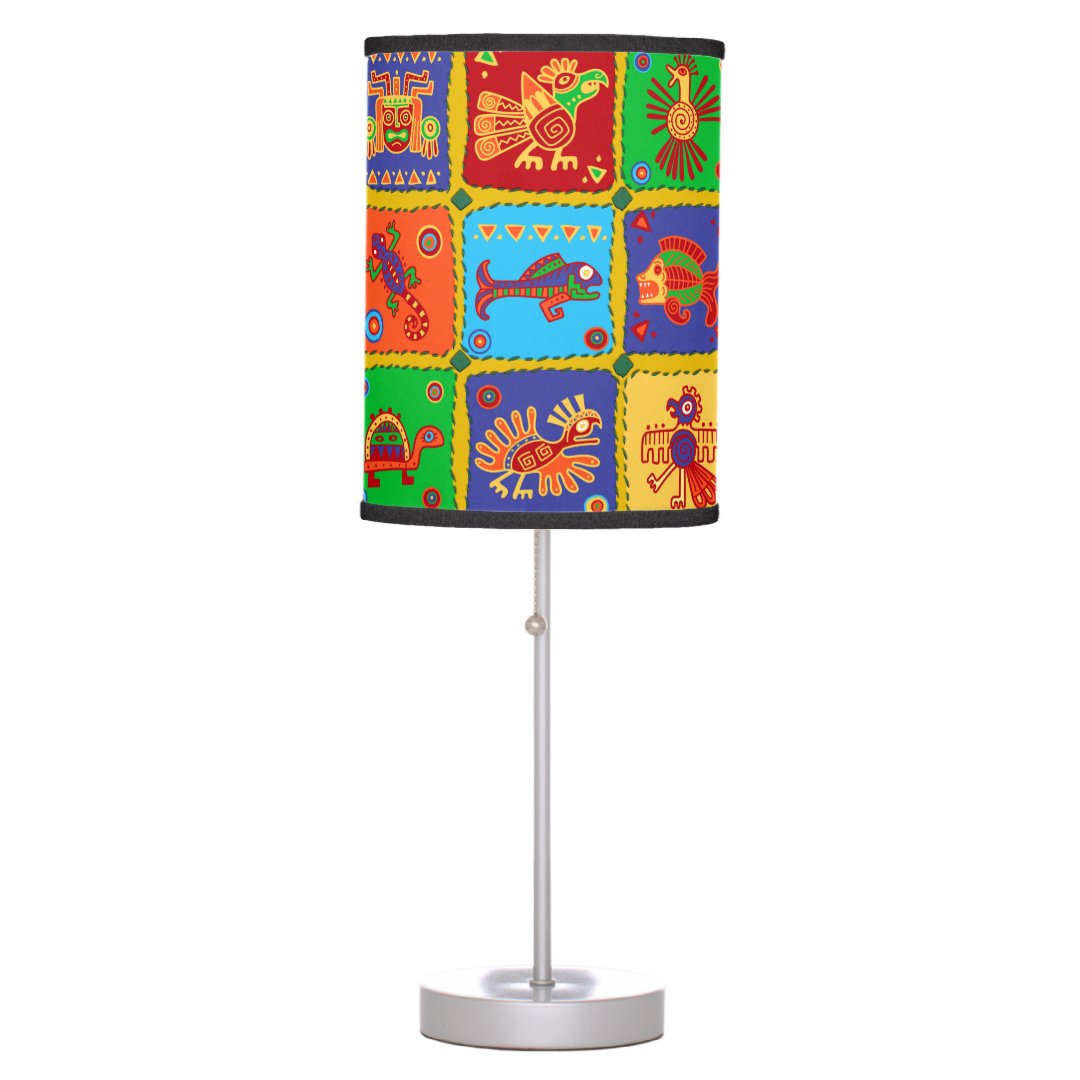 Colorful Aztec Mexican Animals Table Lamp | Zazzle