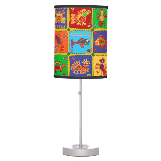Colorful Aztec Mexican Animals Table Lamp | Zazzle