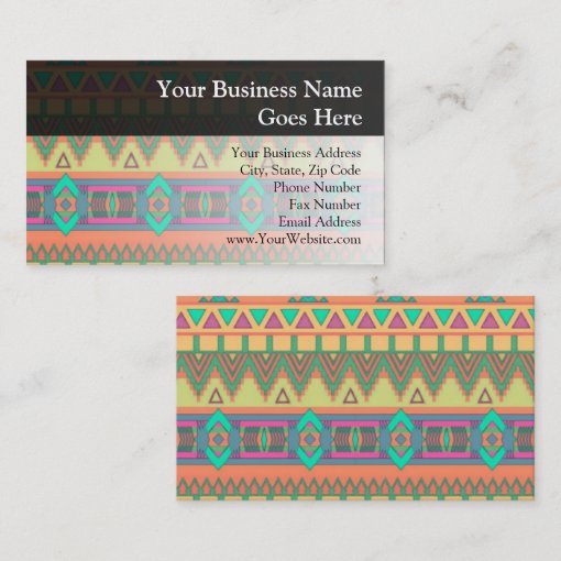 Colorful Aztec Pattern Business Card | Zazzle