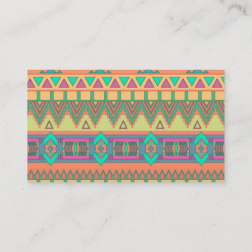 Colorful Aztec Pattern Business Card | Zazzle