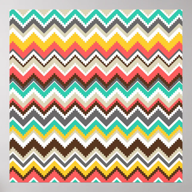 Colorful Aztec Tribal Chevron ZigZag Stripes Print | Zazzle
