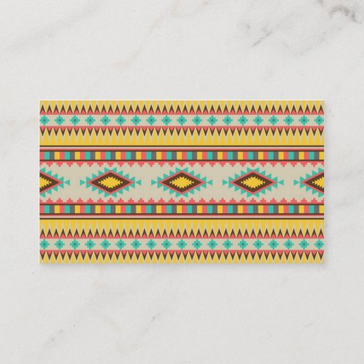Colorful Aztec Tribal Native American Diamonds Business Card | Zazzle