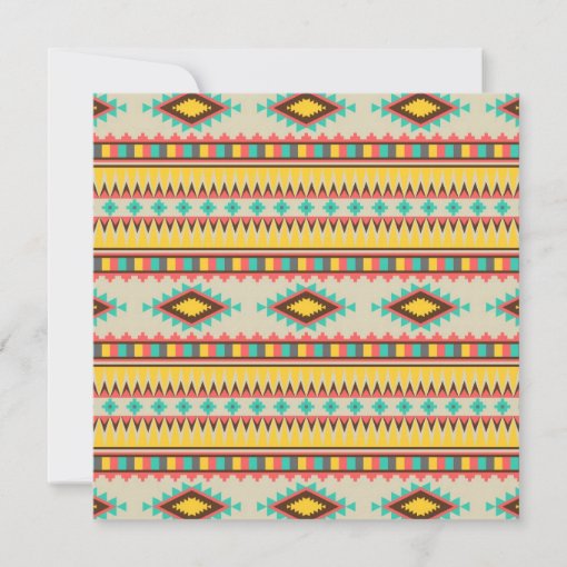 Colorful Aztec Tribal Native American Diamonds Invitation | Zazzle