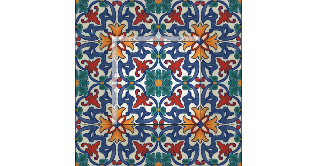 Colorful Azulejos Pattern Fabric | Zazzle
