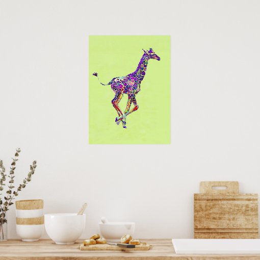 colorful baby giraffe poster | Zazzle
