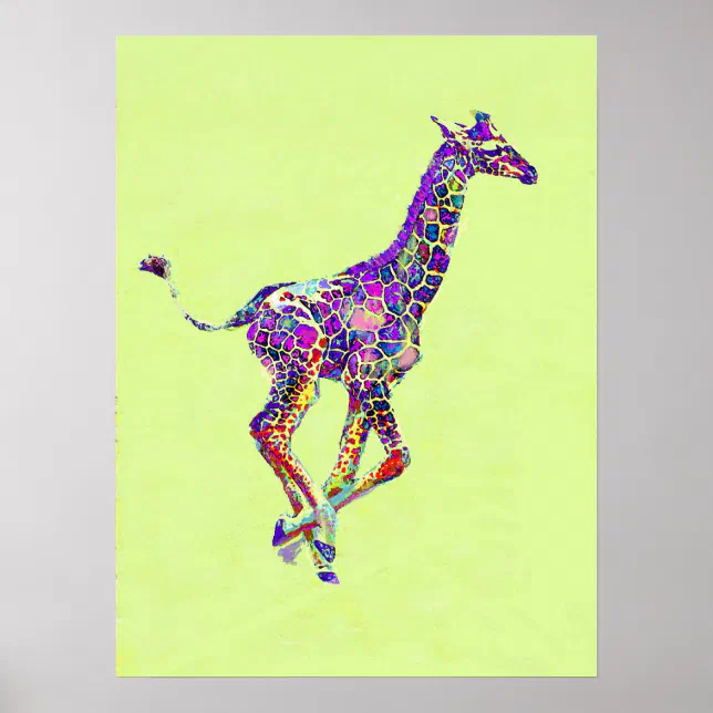 colorful baby giraffe poster | Zazzle
