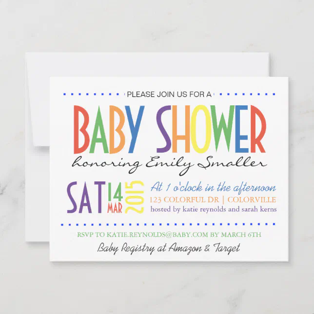 Colorful Baby Shower Invitation | Zazzle