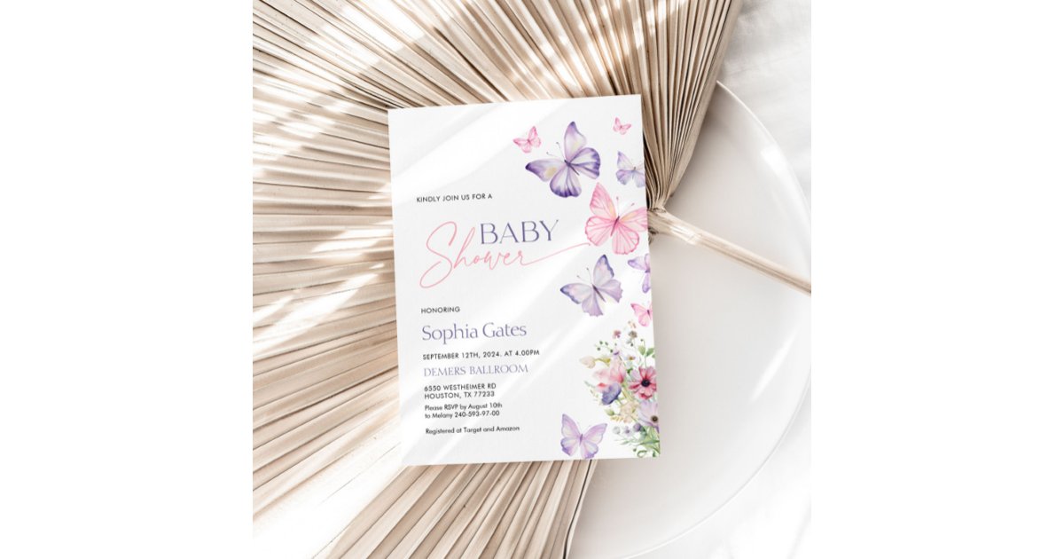 Colorful Baby Shower Invitation with Butterflies | Zazzle