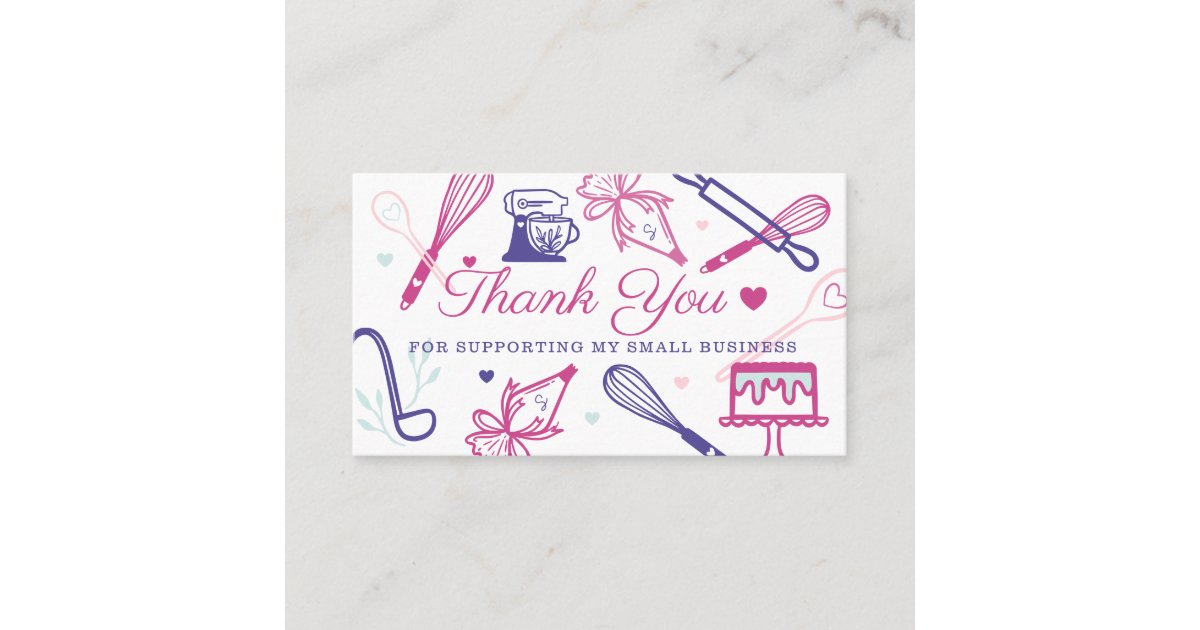 Colorful Baking & Cooking Utensil Thank You Business Card | Zazzle.com