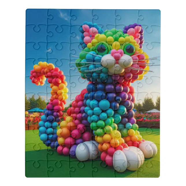 Colorful Balloon Cat Jigsaw Puzzle | Zazzle