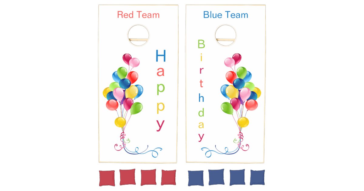 Colorful Balloons Birthday Party Cornhole Set | Zazzle