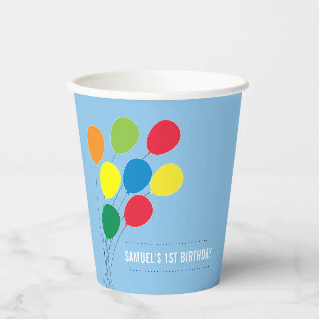 Colorful Balloons Boy's Birthday Party Paper Cups | Zazzle