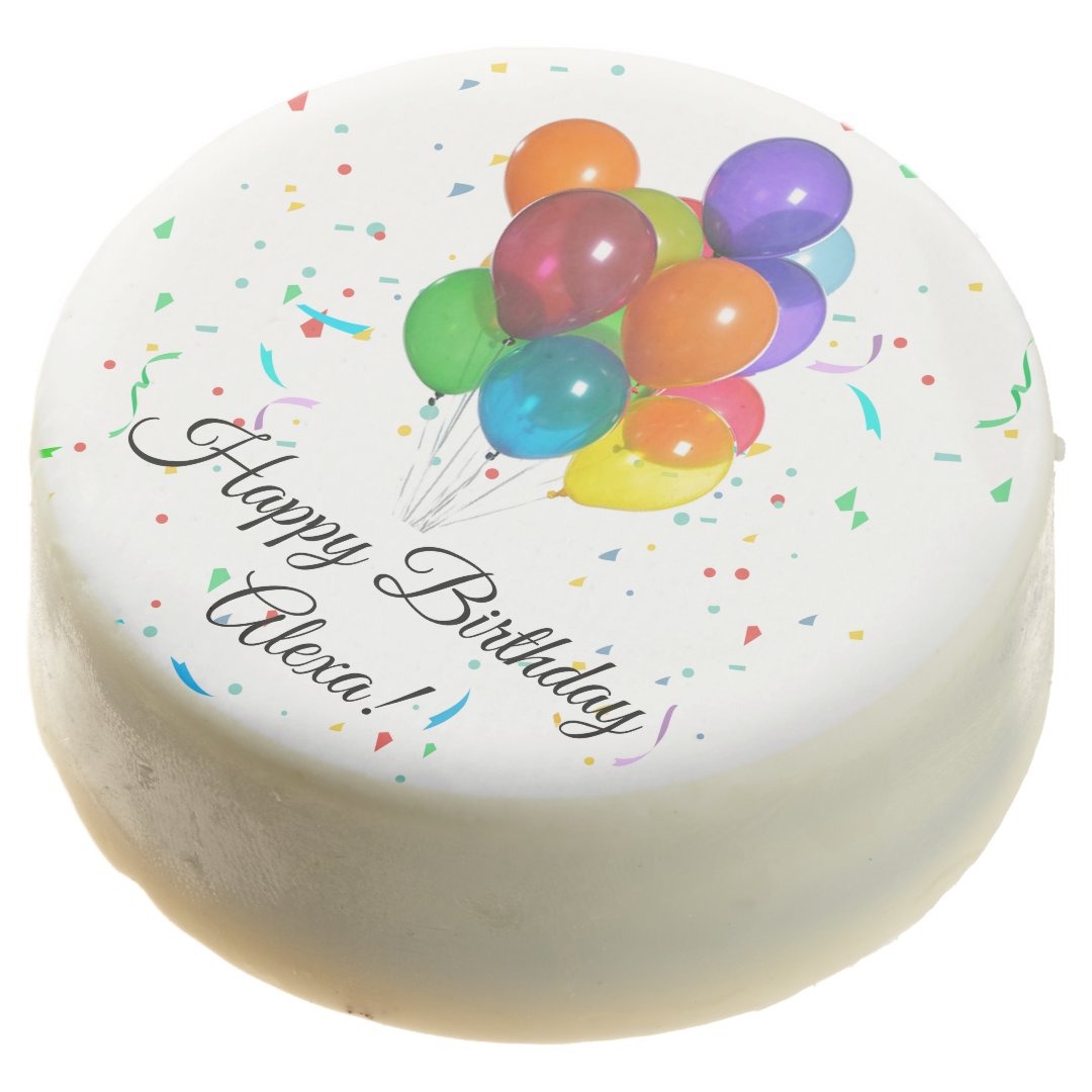Colorful Balloons & Confetti Birthday Party Chocolate Covered Oreo | Zazzle