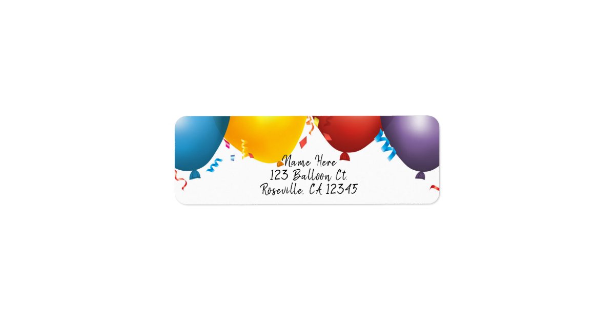 Colorful Balloons & Confetti Birthday Party Label | Zazzle