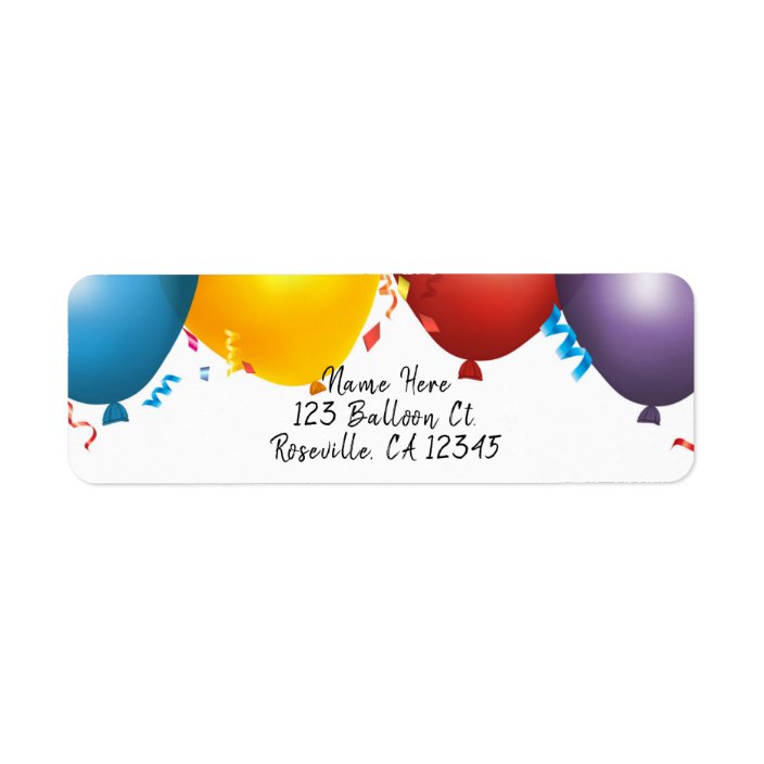 Colorful Balloons & Confetti Birthday Party Label | Zazzle.com