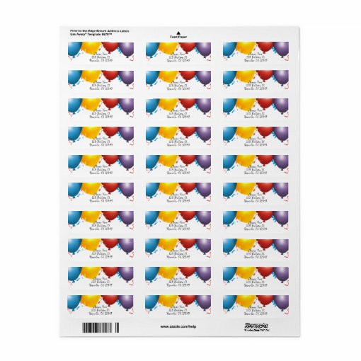 Colorful Balloons & Confetti Birthday Party Label | Zazzle