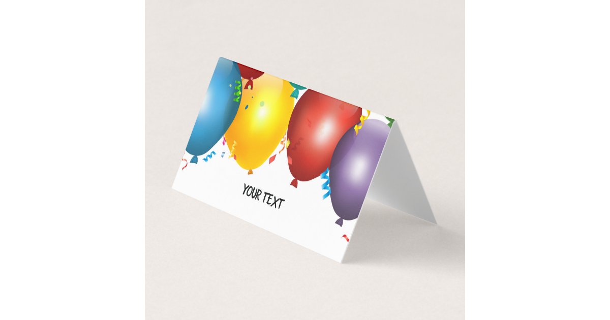 Colorful Balloons & Confetti Birthday Party Table Place Card | Zazzle.com