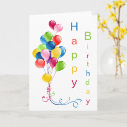 Colorful Balloons, Happy Birthday Card | Zazzle
