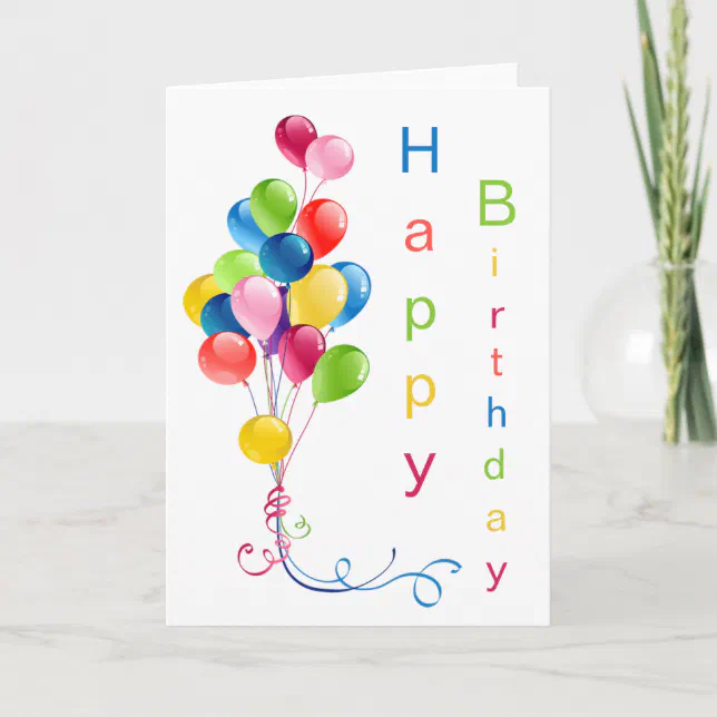 Colorful Balloons, Happy Birthday Card | Zazzle