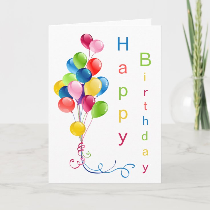 Colorful Balloons, Happy Birthday Card | Zazzle
