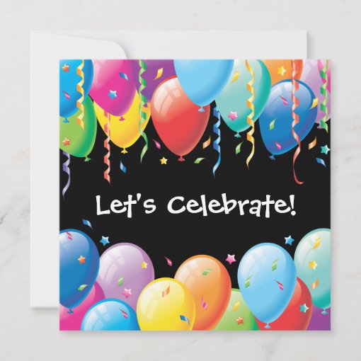 Colorful Balloons Party Invitation | Zazzle