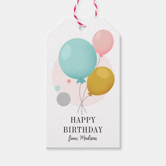 Colorful Balloons Personalized Happy Birthday Gift Tags | Zazzle