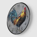 Colorful Bantam Rooster Large Clock | Zazzle