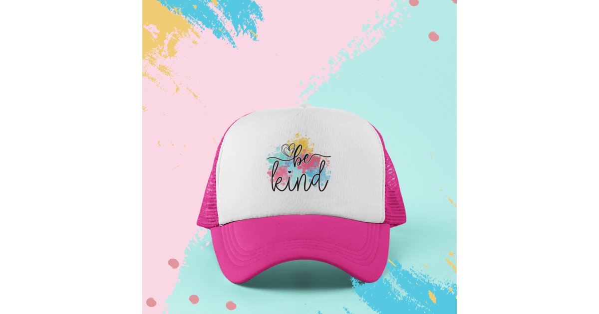 Colorful Be Kind Paint Splash Trucker Hat | Zazzle