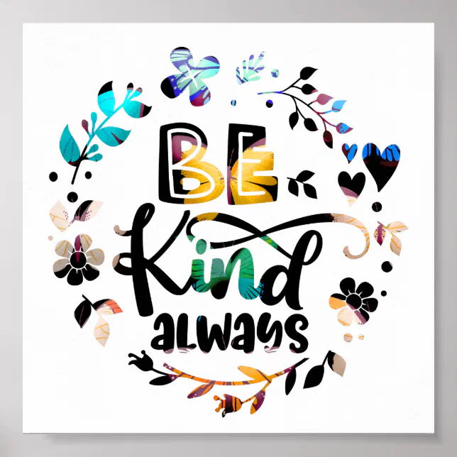 Colorful Be Kind Poster | Zazzle