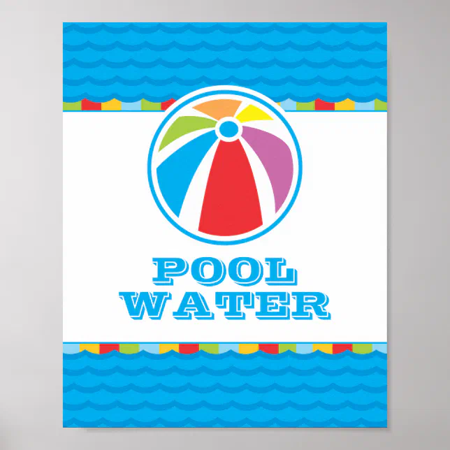 Colorful Beach Ball Pool Party Decor Sign | Zazzle