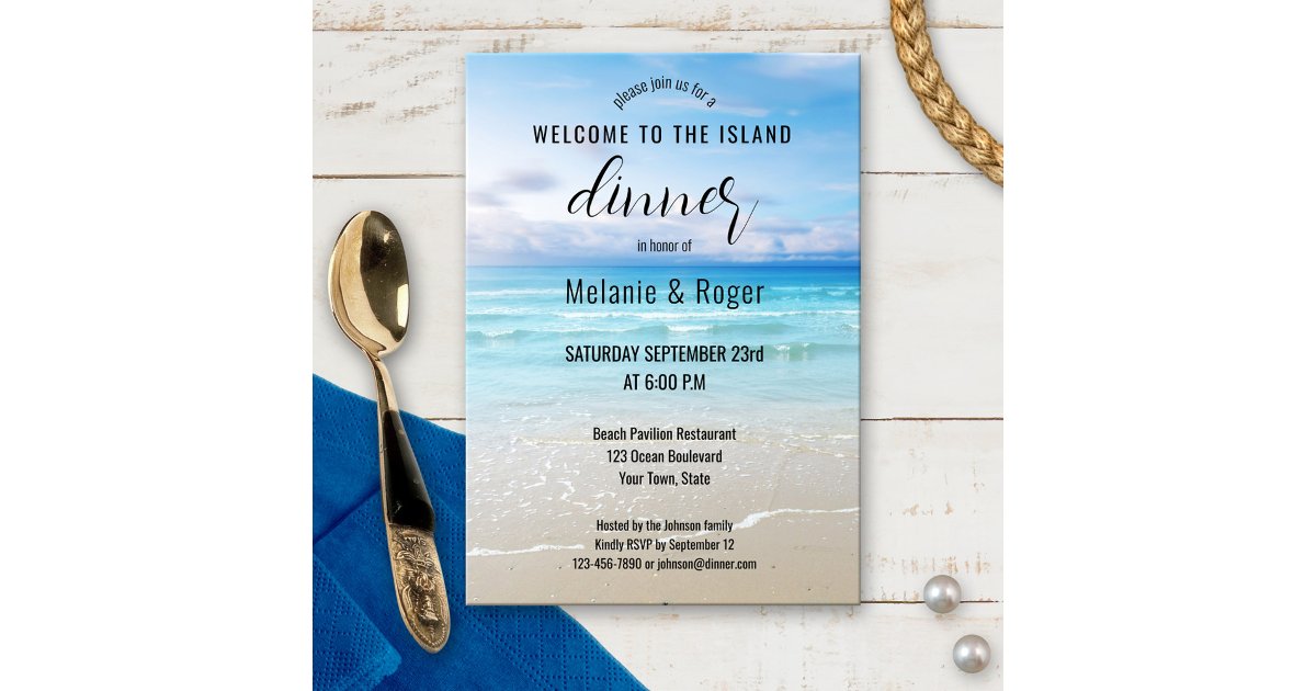 Colorful Beach Coastal Rehearsal Dinner Invitation | Zazzle