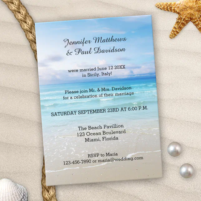 Colorful Beach Post Wedding Party Invitation | Zazzle